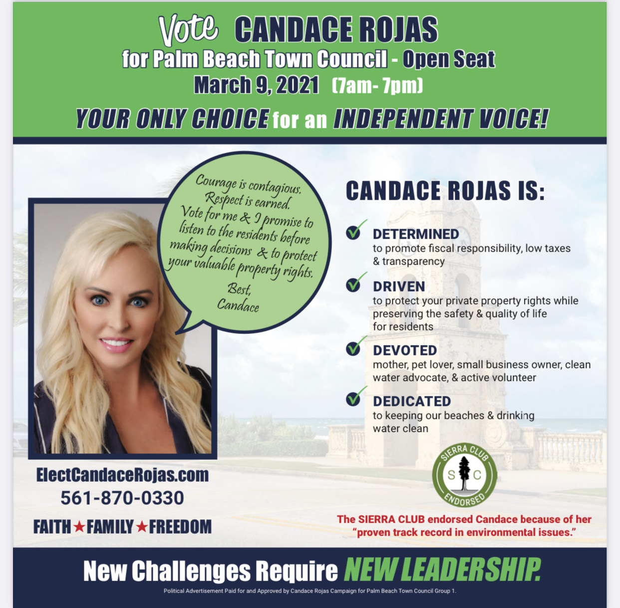 Elect Candace Rojas – Palm Beach Town Council- GROUP 1