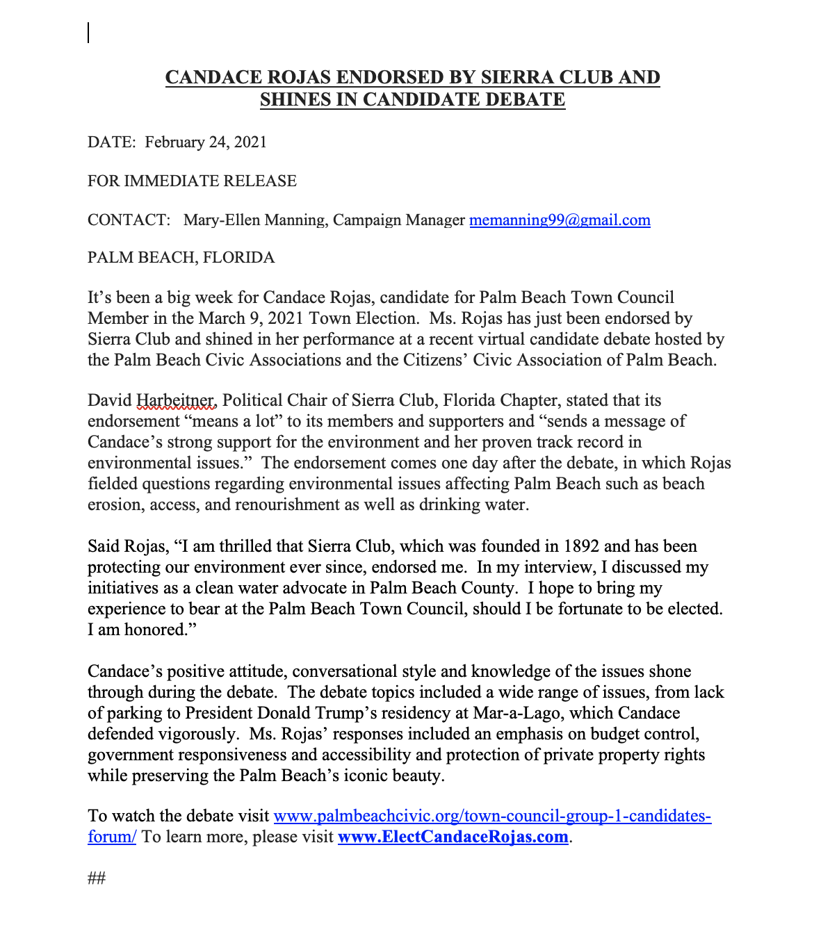 NEWS – Elect Candace Rojas